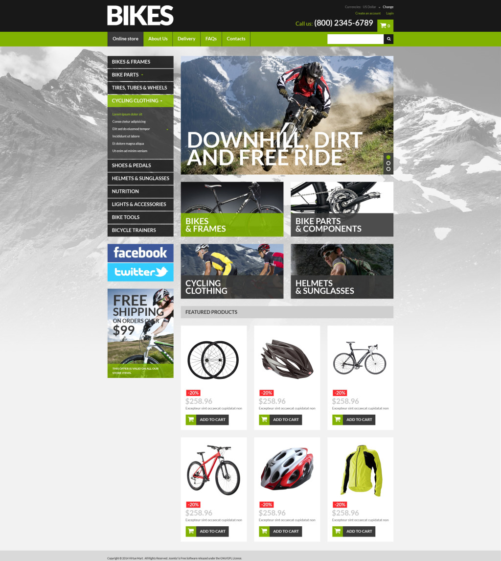 Bike Shop VirtueMart Template #51319