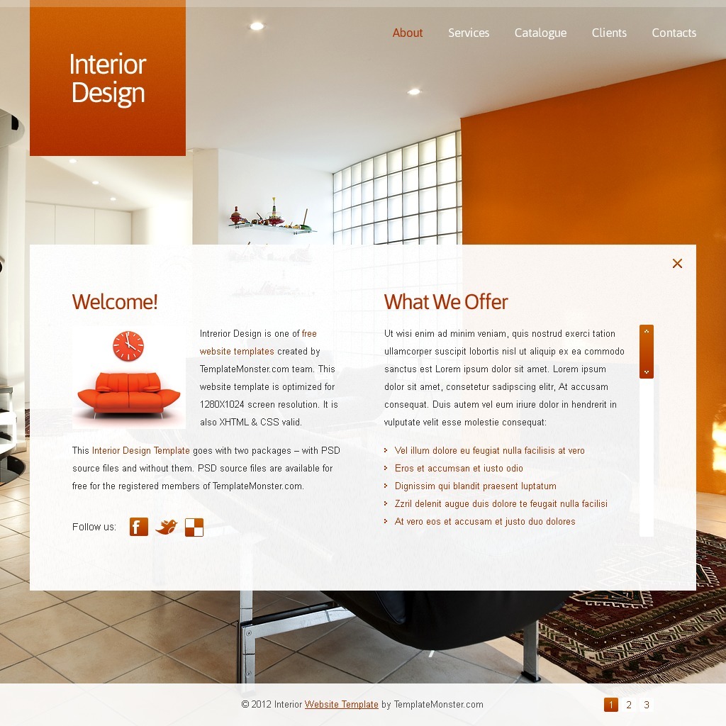 Free Full JavaScript Animated Template - Interior Design