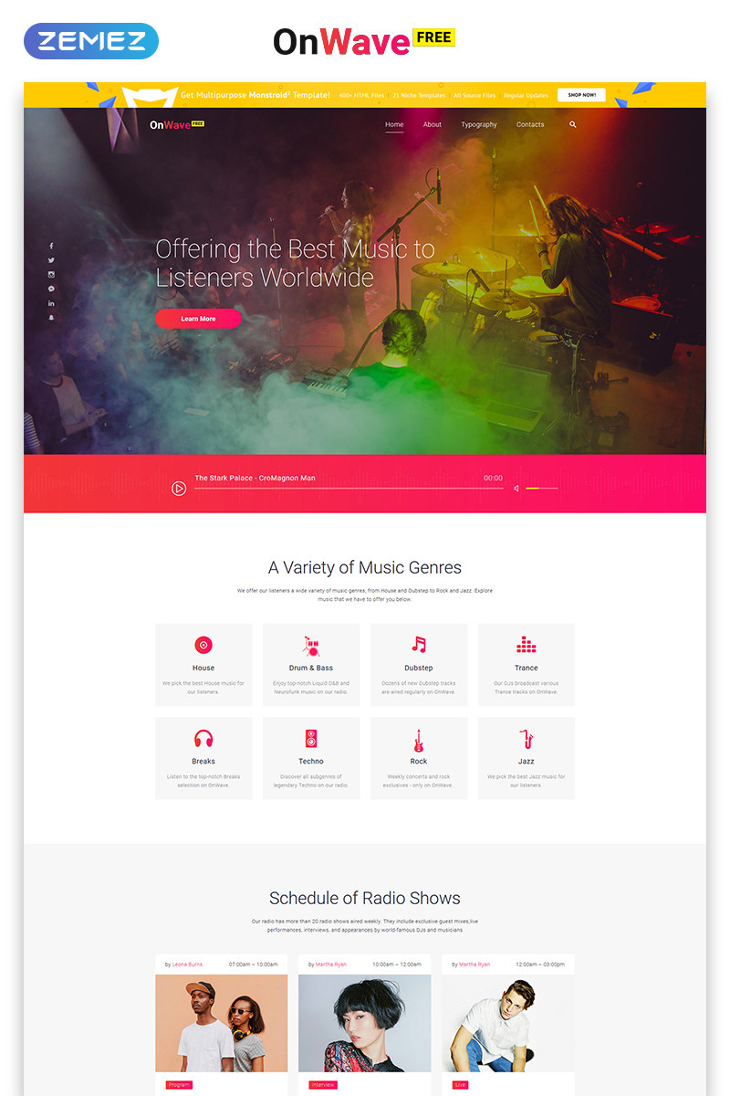 Free HTML5 Music Website Template Template Web №51547