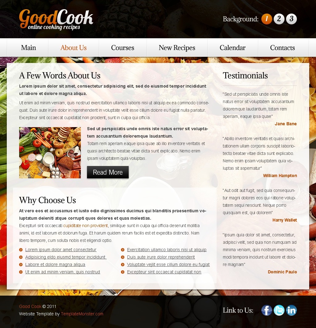 Free Template for Recipes Website - Background