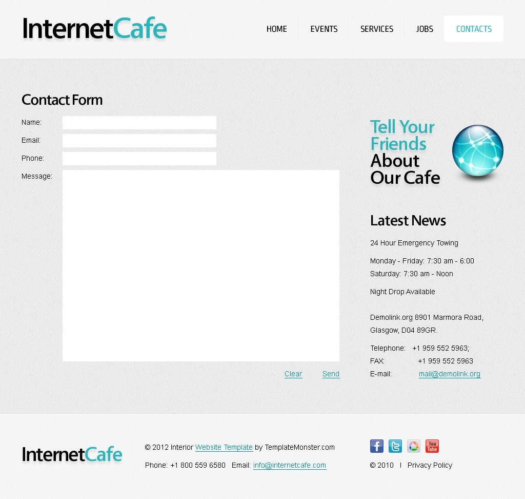 Free Website Template for Internet Cafe - jQuery Slider