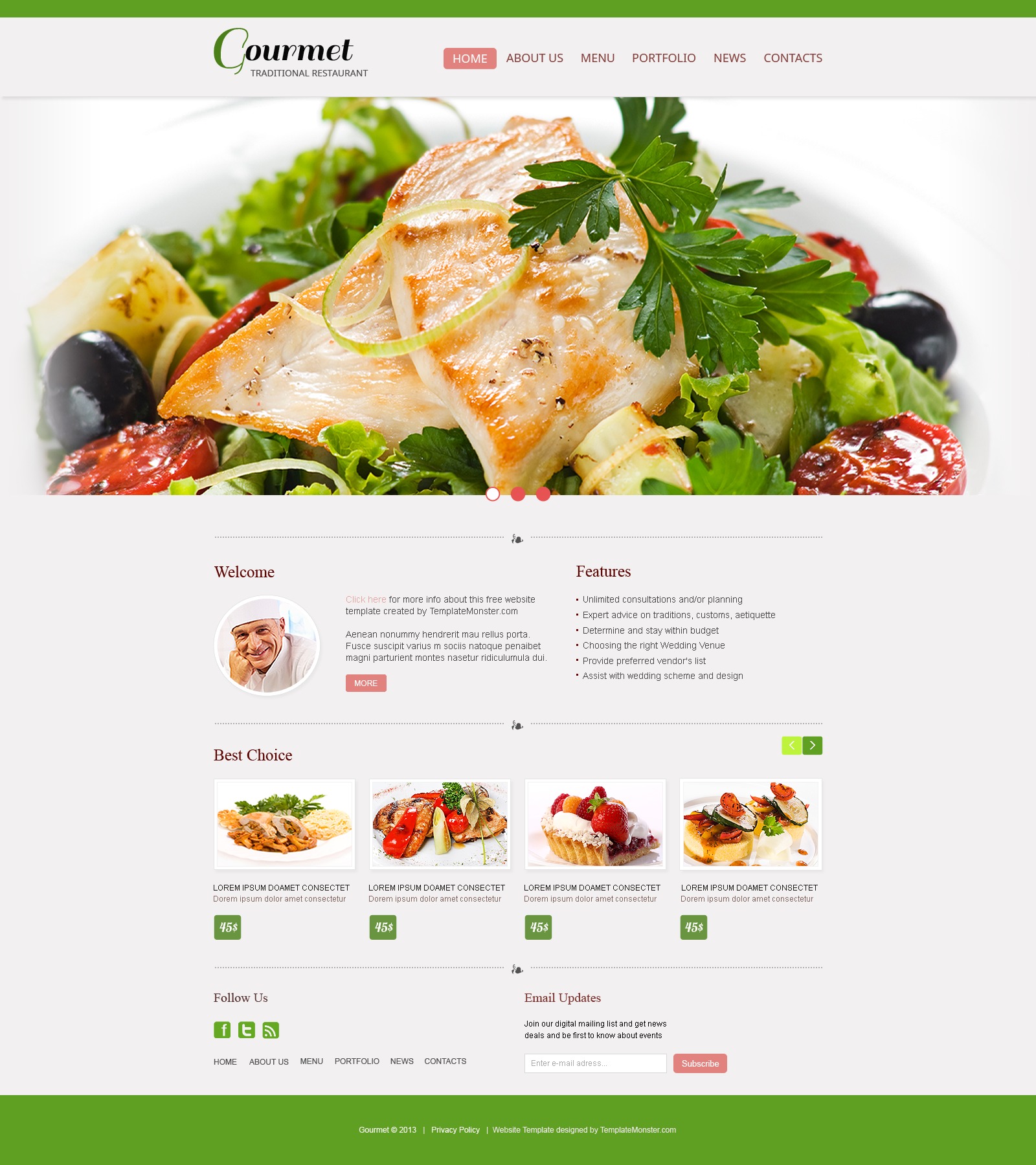 Template Siti Web #51639 "Template Siti Web Gratuito per Ristorante"