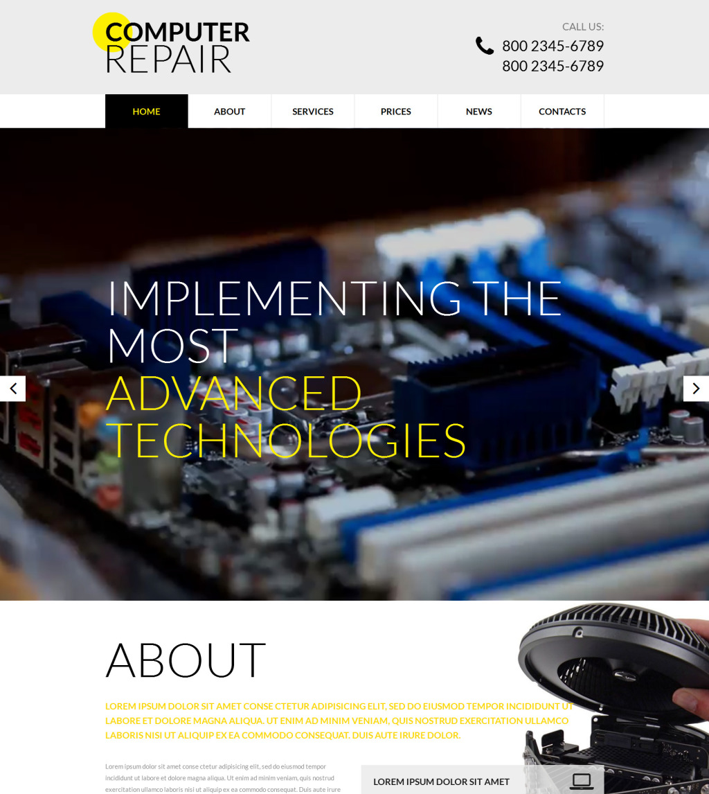 Computer Repair Responsive Website Template #51741