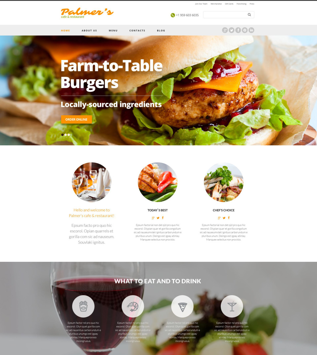 Cafe and Restaurant Responsive Website Template #52005