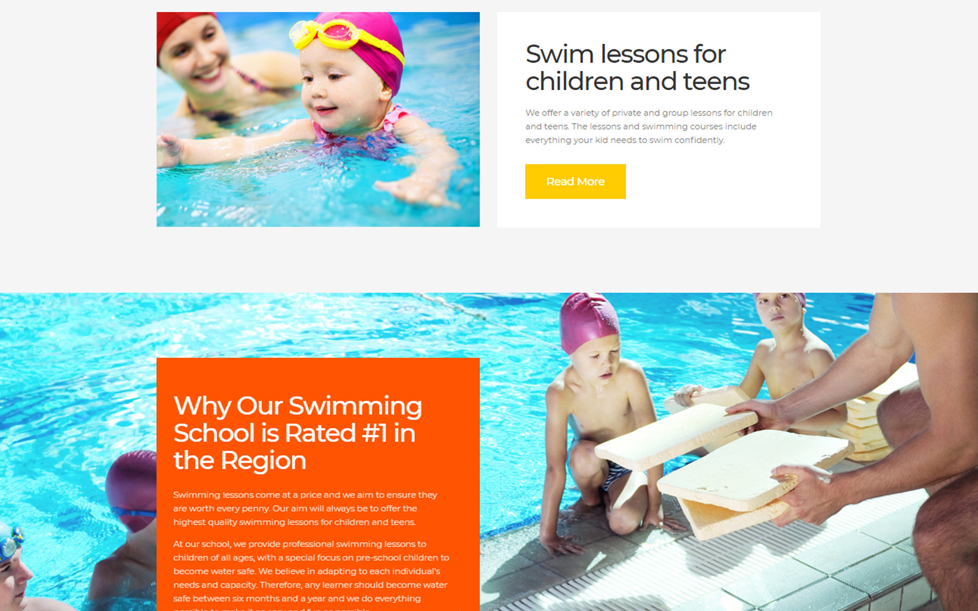 Swimming School Clean Responsive HTML5 Website Template Free Download 