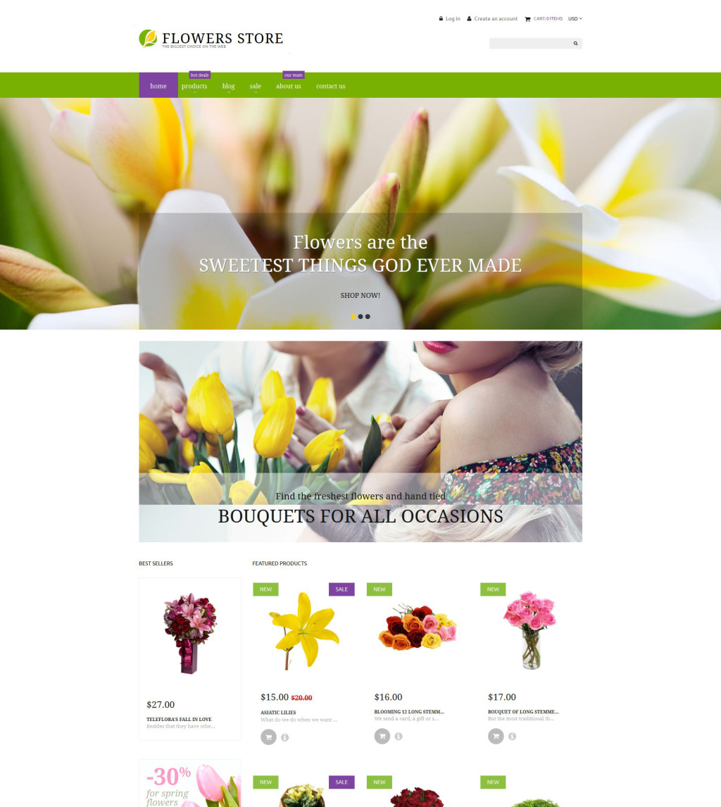 Flower Shop Responsive Shopify Theme #53138