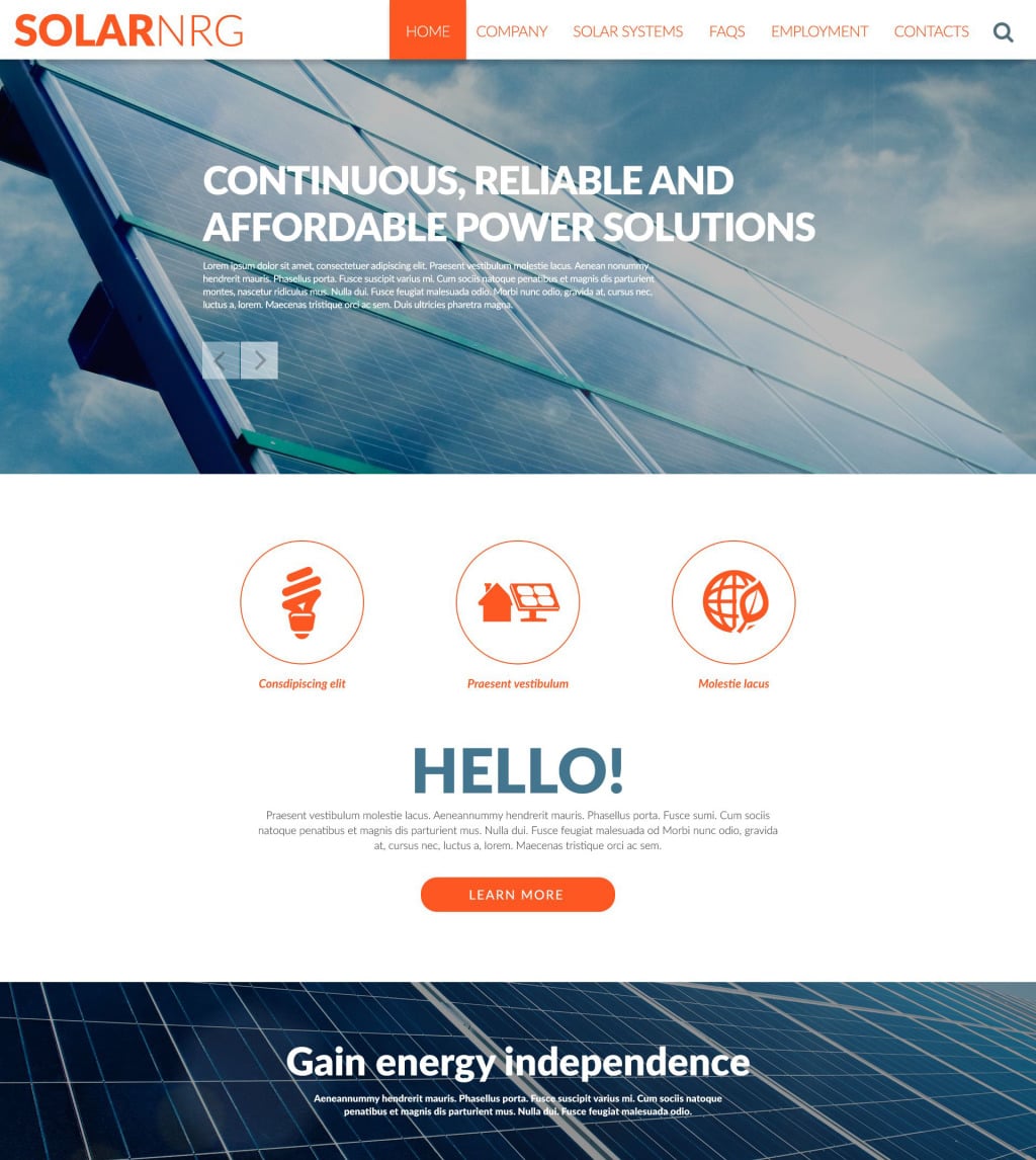 Solar Energy Company Website Template