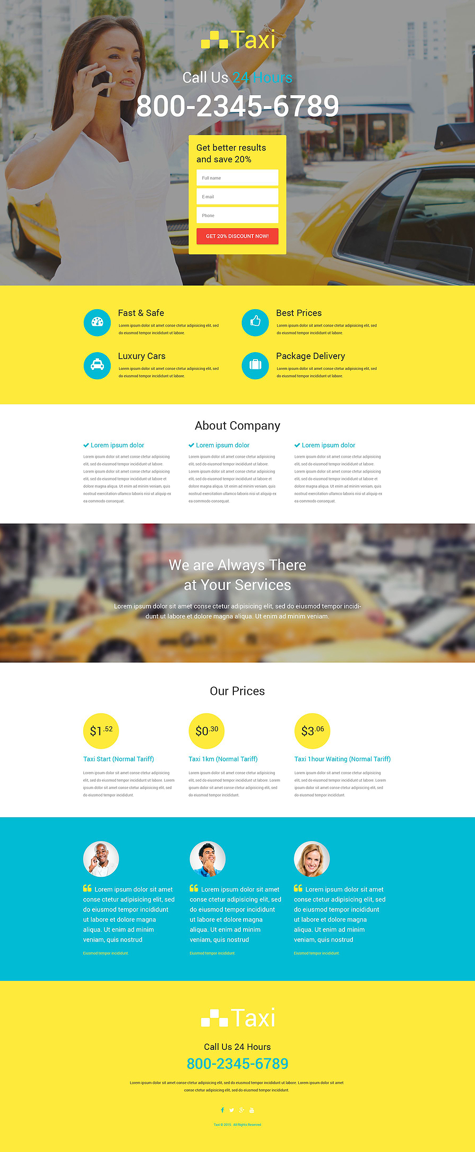 Taxi Responsive Landing Page Template 53688