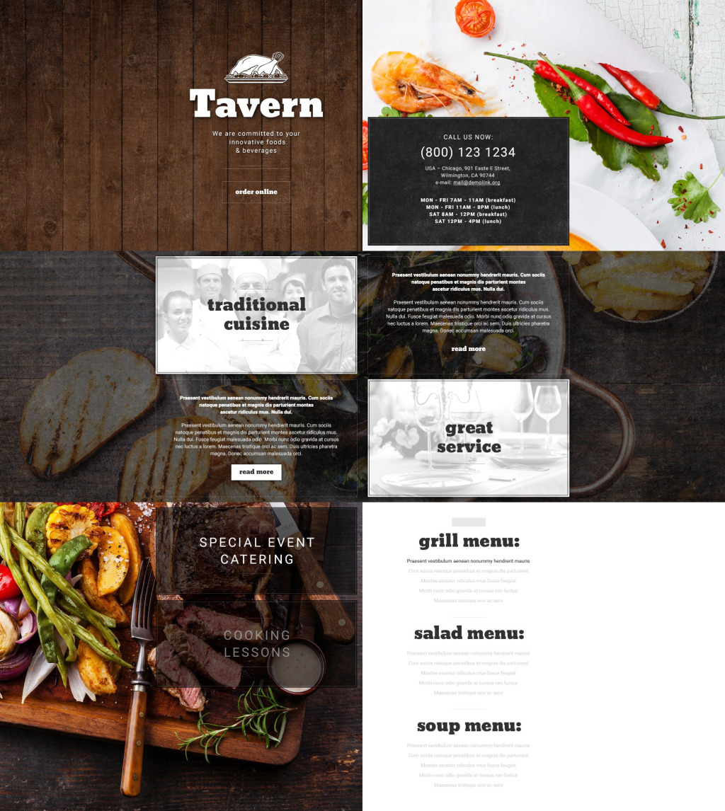 Cafe and Restaurant Responsive Landing Page Template #54696