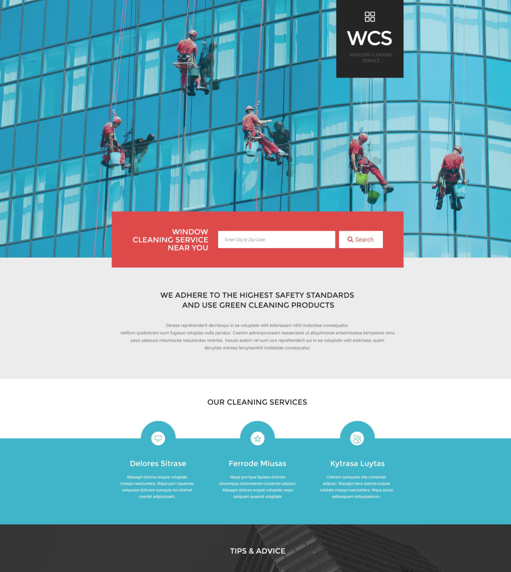 Window Cleaning Responsive Landing Page Template #54617