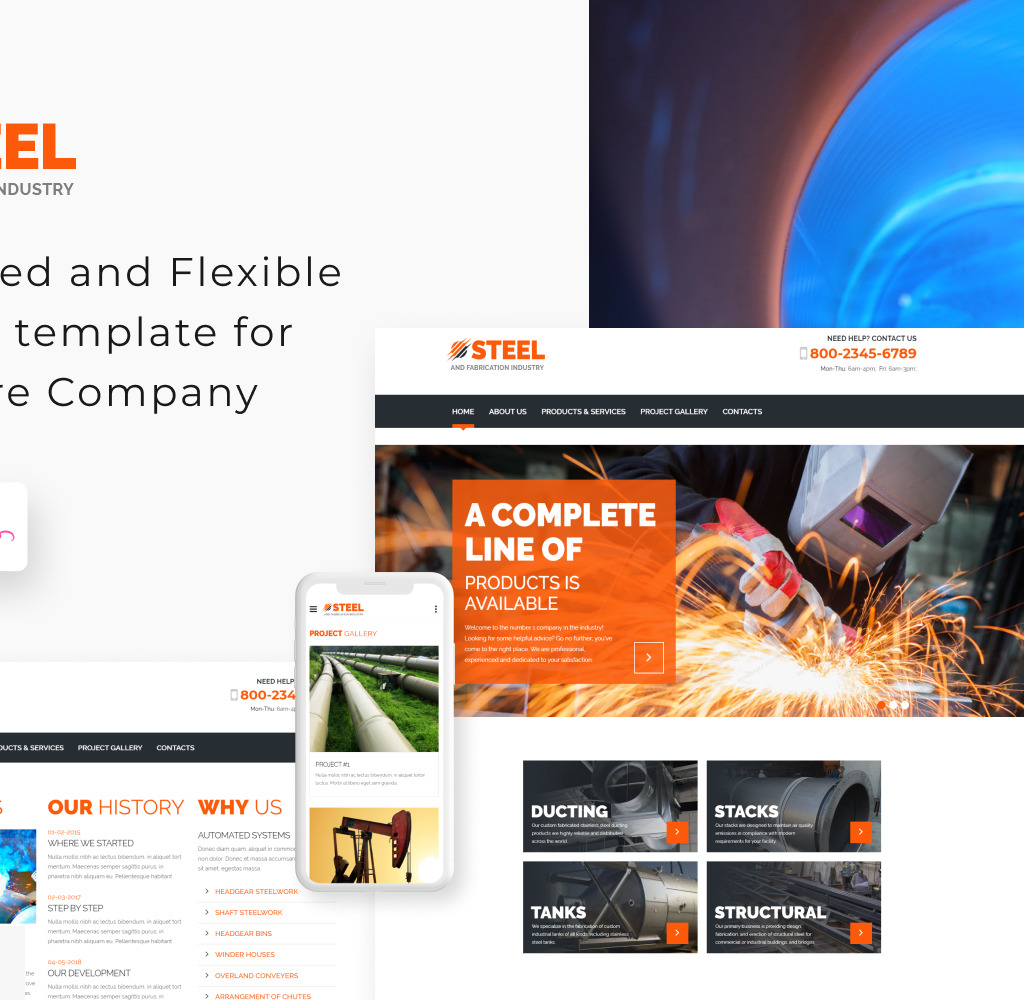 Metal Fabrication Industry Website Template for Steelworks ...