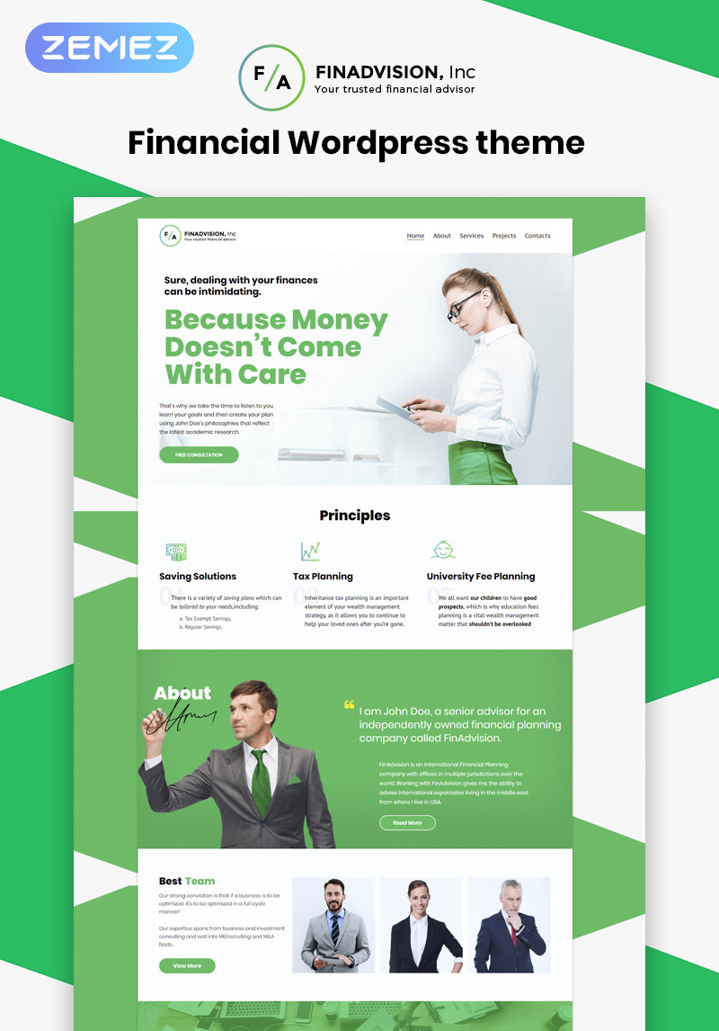 Financial Advisor Responsive WordPress Theme #55970