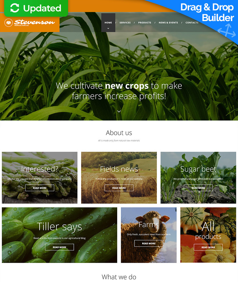 Agriculture Website Builder | Responsive Moto CMS 3 Template #56002