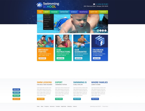 Swimming Responsive Website Template #43794