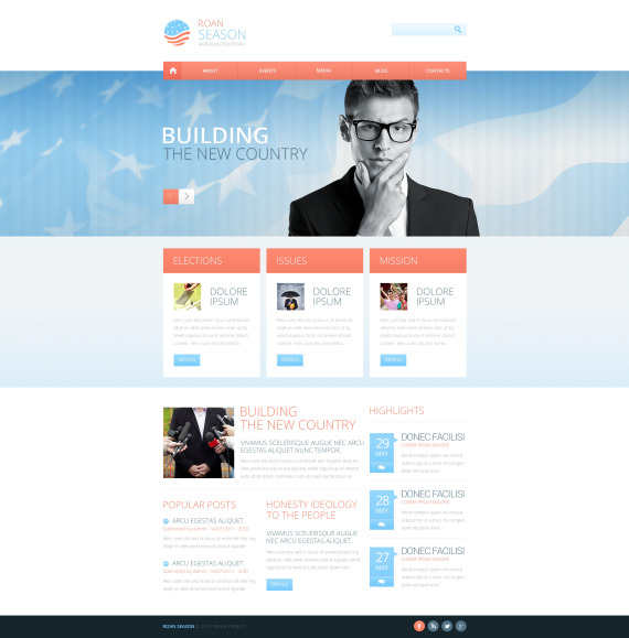 Political Candidate Responsive Website Template #45409