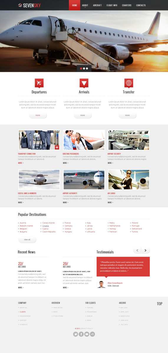 Private Airline Responsive Website Template #46724