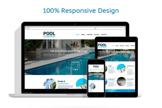 Swimming Pool Responsive Website Template #48287