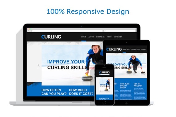 Curling Responsive Website Template #49563