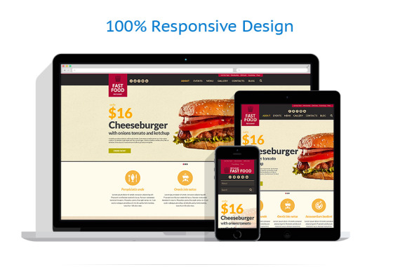 Fast Food Restaurant Responsive Website Template #51283