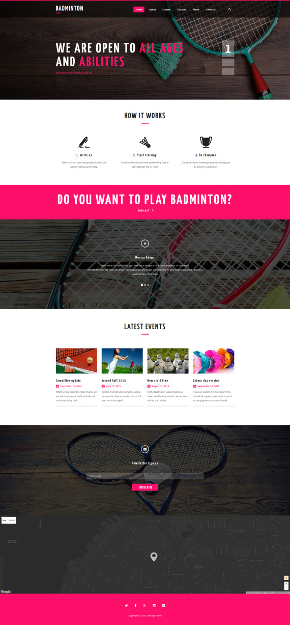 Badminton Club Website Template #55711