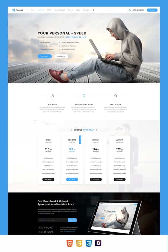 Noanet Internet Provider and Digital Network Website Template #64705