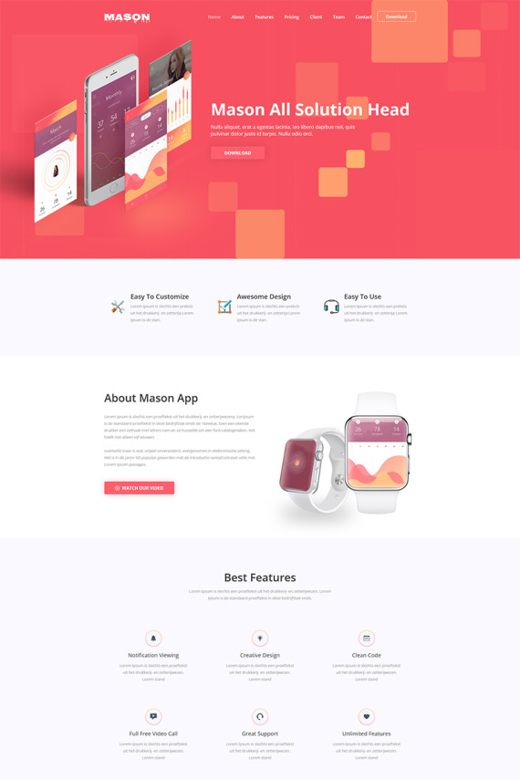 Mason - App Website Template #65647