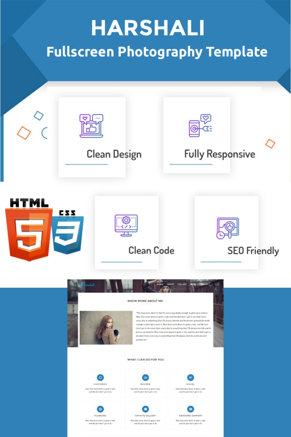 Harshali - FullScreen Photography Website Template #67619