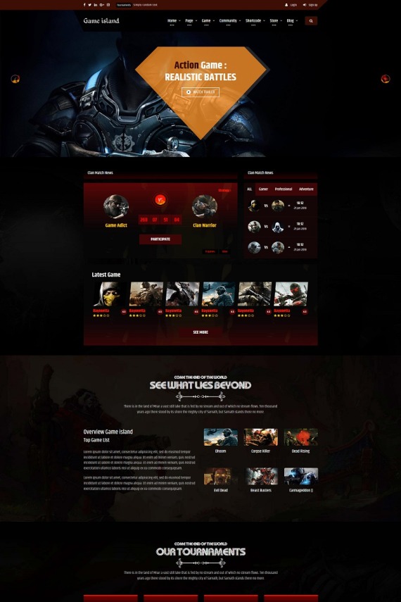 Game Island - Community Portal Gaming Multi Purposes Bootstrap Website ...