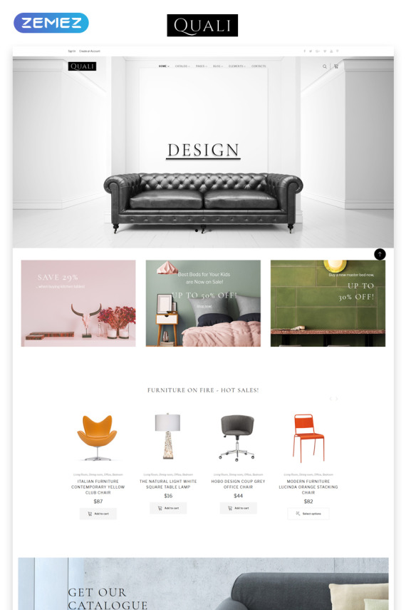 Quali - Furniture Multipage Responsive Website Template #68570
