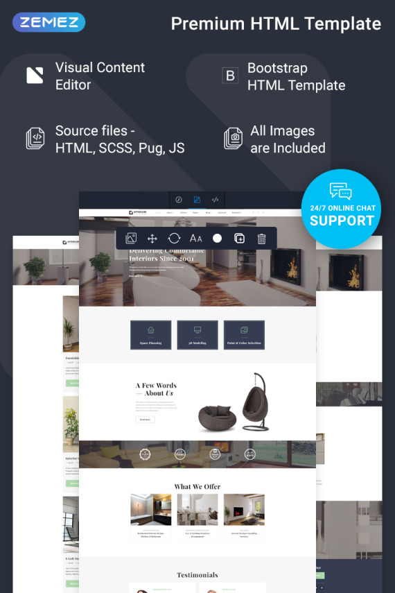 Intercube - Interior Design Ready-to-Use Modern HTML5 Website Template #76650
