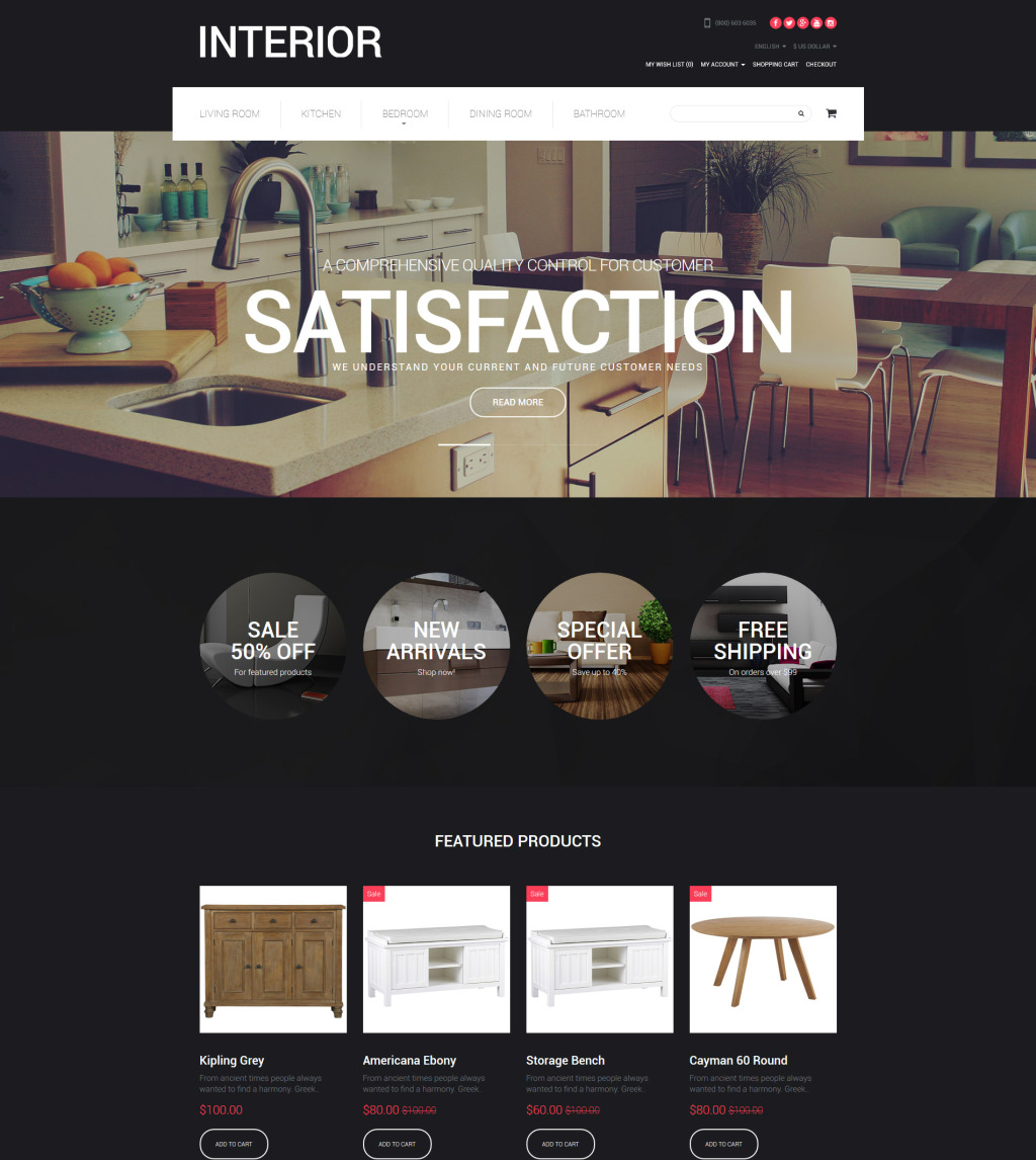 Interior Design Responsive OpenCart Template #57605