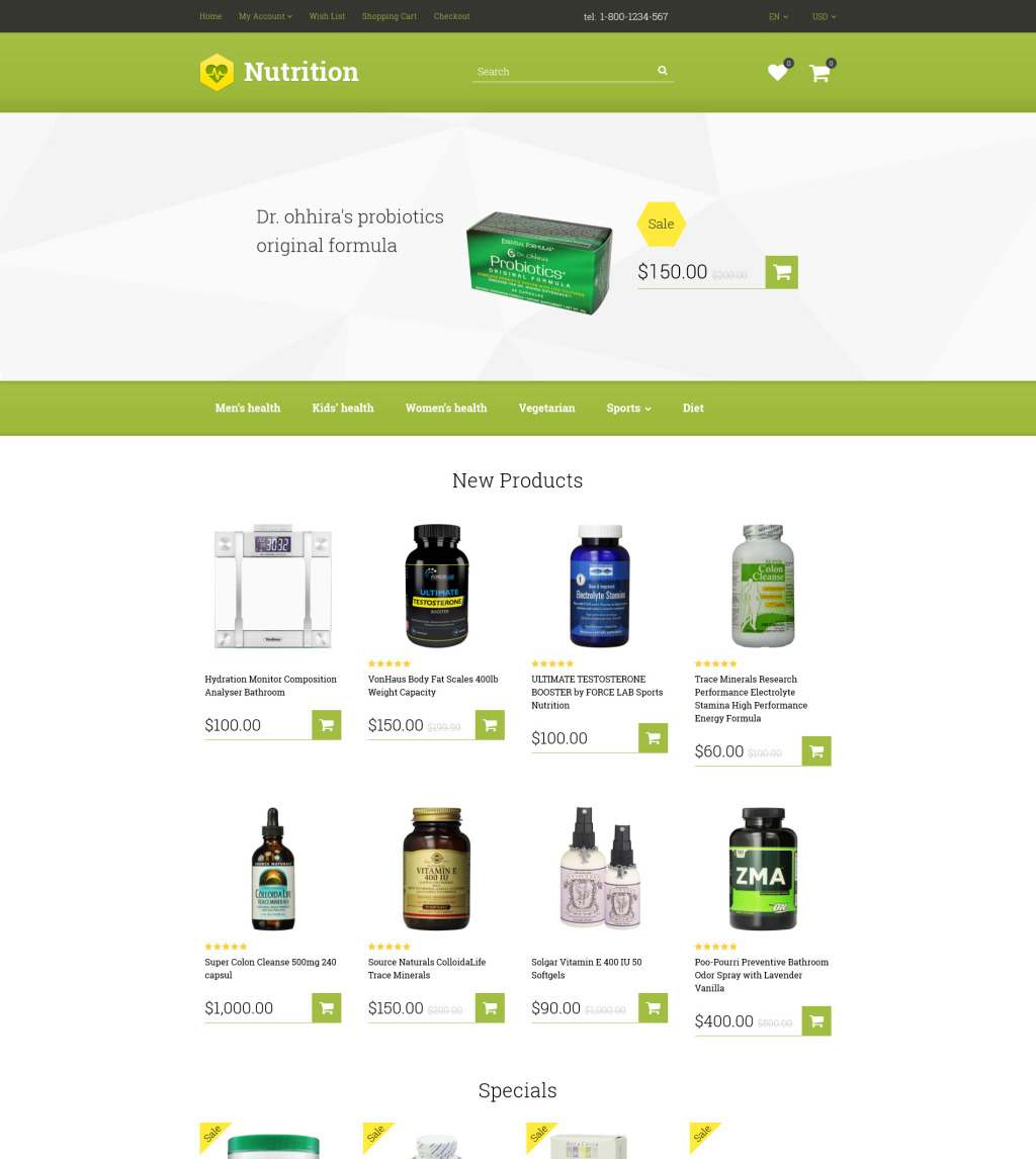 Supplement Store OpenCart Template