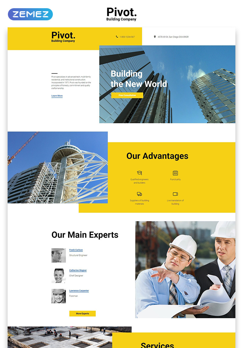 Live preview for Pivot - Construction Company Clean HTML Landing Page ...