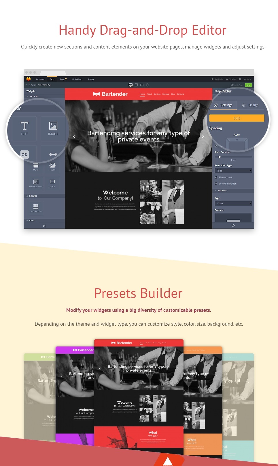 Catering Services Website Template for Bartender Site - MotoCMS