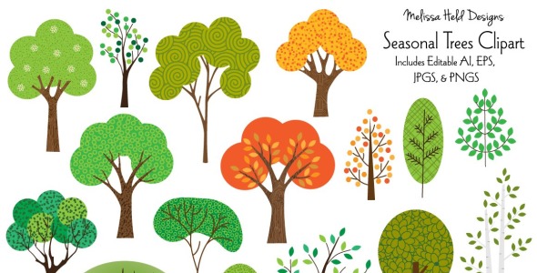 Download Seasonal Trees Vector Clipart - Illustration - Иллюстрация на ...