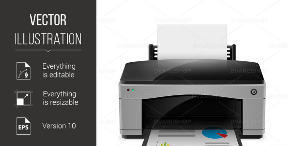 Download Realistic Printer - Vector Image - Vector на тему графика
