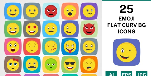 Download 25 EMOJI FLAT CURV BG PACK Icon Set - Набор иконок на тему ...
