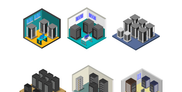 Download Isometric Server Room Set - Vector Image - Vector на тему графика
