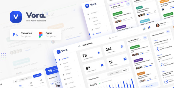 Download Vora - Saas Admin Dashboard UI Design Template PSD Figma - UI элементы на тему графика