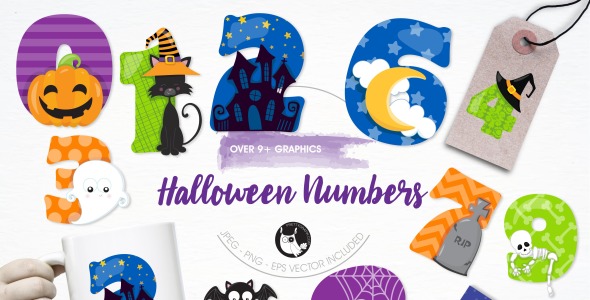 Download Halloween Numbers Illustration Pack - Vector Image - Vector на ...