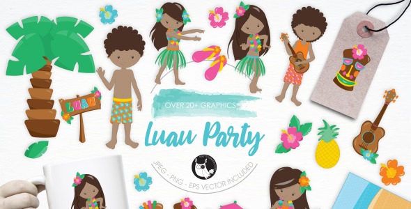 Download Luau Party illustration pack - Vector Image - Vector на тему ...