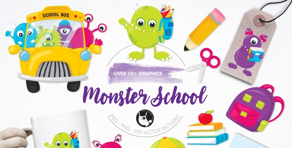 Download Monster school illustration pack - Vector Image - Vector на ...