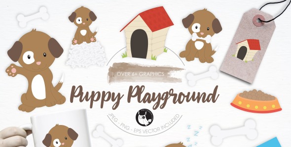Download Puppy Playground illustration pack - Vector Image - Vector на ...