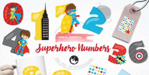 Download Superhero numbers illustration pack - Vector Image - Vector на ...