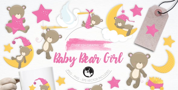 Download Baby Bear Girl illustration pack - Vector Image - Vector на ...