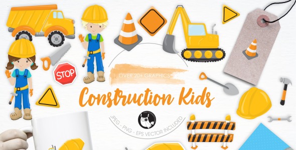 Download Construction Kids illustration pack - Vector Image - Vector на ...