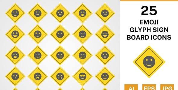 Download 25 Emoji Glyph Sign Board Icon Set - Набор иконок на тему text