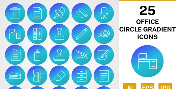Download 25 Office Circle Gradient Icon Set - Набор иконок на тему business