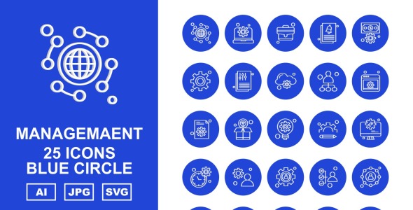 Download 25 Premium Management Blue Circle Icon Set - Набор иконок на ...