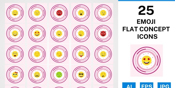 Download 25 Emoji Flat Concept Icon Set - Набор иконок на тему social media